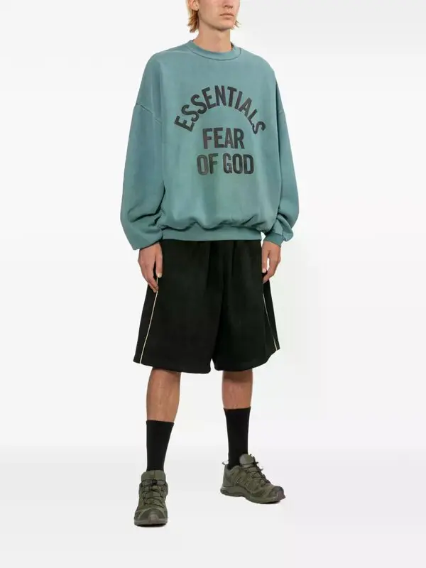 ESSENTIALS Logo Patch Crew Neck Sweater - Blue