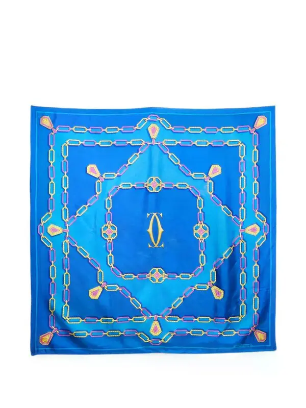 Cartier Chain-print Scarf - Blue