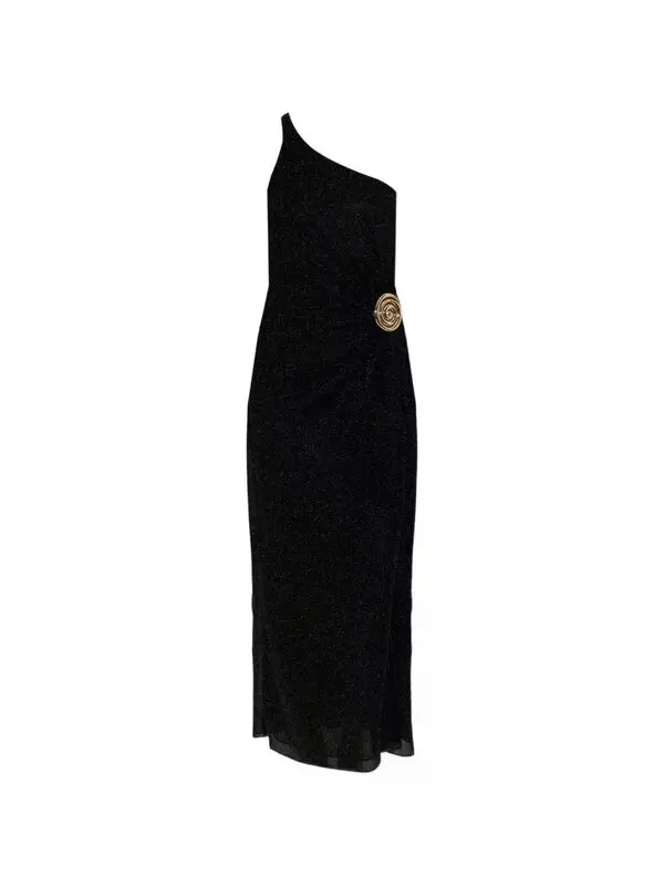 Oseree One-shoulder Lurex Maxi Dress - Black