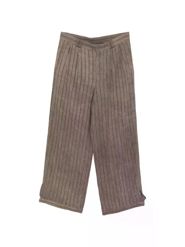 Emporio Armani Vertical Stripe Pleated Trousers - Brown