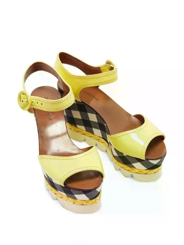 Dolce & Gabbana Gingham Wedge Sandals