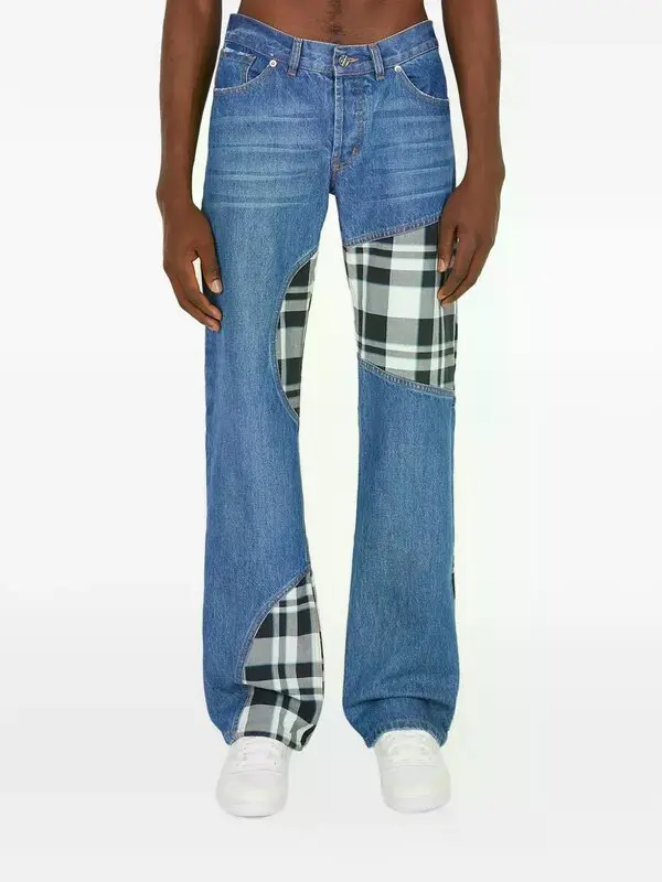 (DI)VISION Di:vision Checked Panel Patchwork Jeans - Blue