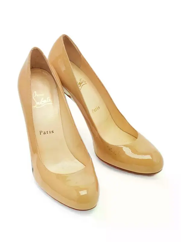 CHRISTIAN LOUBOUTIN Beige Patent Leather Stiletto Pumps