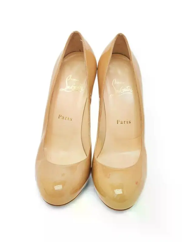 CHRISTIAN LOUBOUTIN Beige Patent Leather Stiletto Pumps