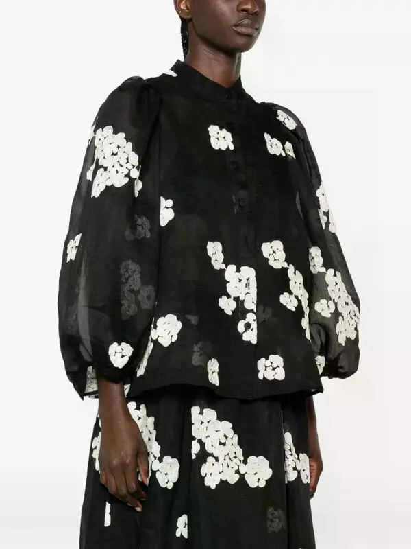 MOUTAKI Embroidered Puff Sleeve Shirt