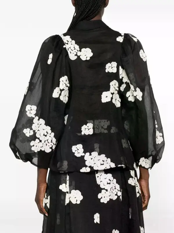 MOUTAKI Embroidered Puff Sleeve Shirt