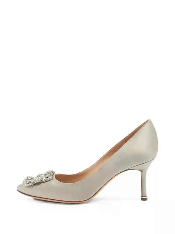 Manolo Blahnik Hangisi Crystal Buckle Pumps - Grey
