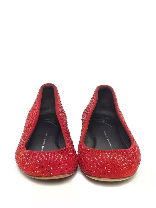 GIUSEPPE ZANOTTI Crystal-embellished Suede Ballet Flats