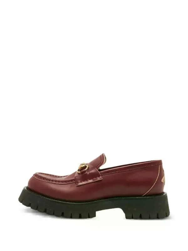 Gucci Horsebit Leather Platform Loafers - Red