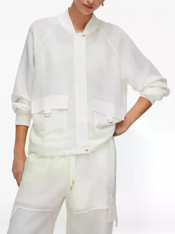 Liu Jo Beige Mesh Bomber Jacket - Neutrals
