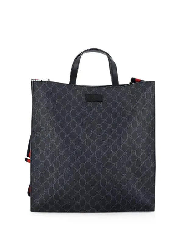 Gucci Soft Open Gg Coated Canvas Tall Tote Bag - Black