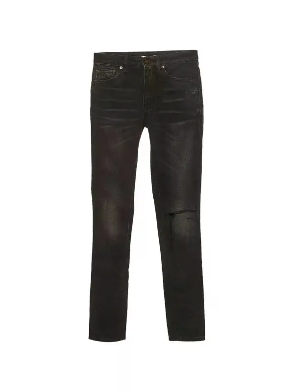 Saint Laurent Slim-fit Distressed Jeans - Black