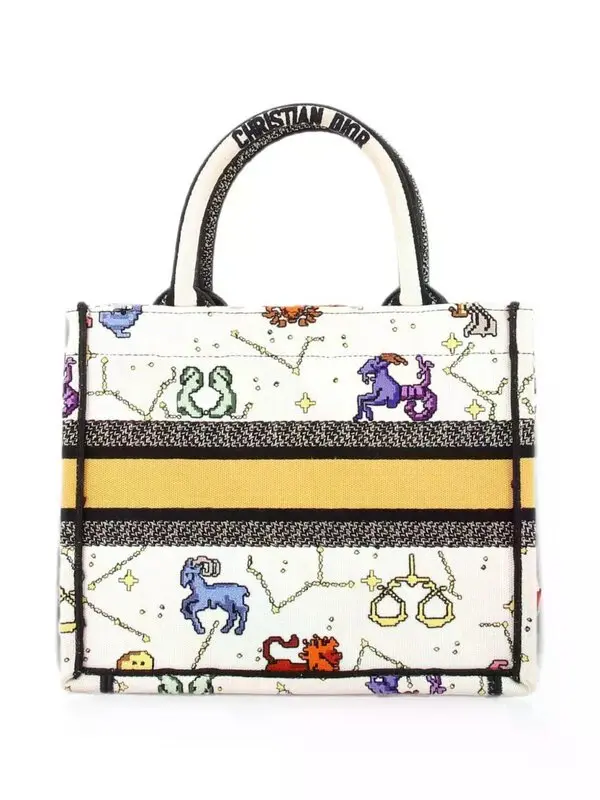 Dior Book Zodiac Embroidered Canvas Small Tote Bag - Multicolour