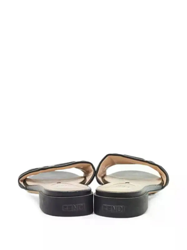 Fendi Ff Logo Embossed Leather Slides