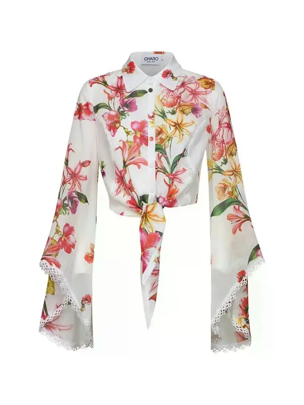 Charo Ruiz Ibiza Embroidered Lace Trim Shirt - White