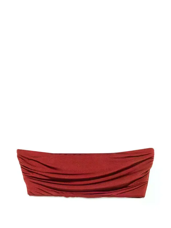 MOUTAKI Ruched Strapless Bikini Top - Red