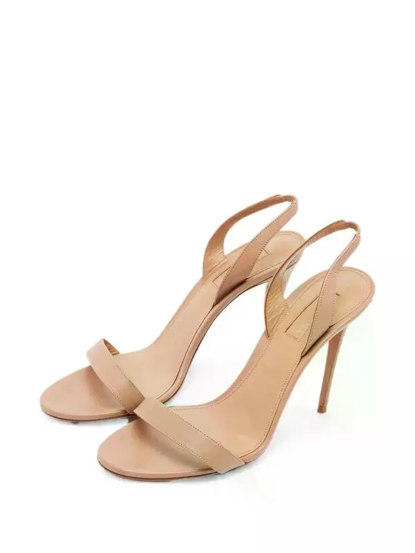 AQUAZZURA Beige Leather Slingback Stiletto Sandals