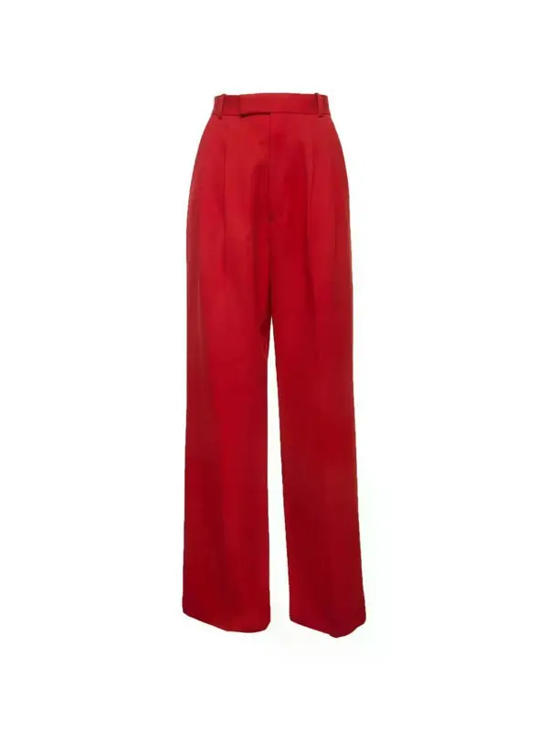 Celine Wool Pleated Wide-leg Trousers - Red