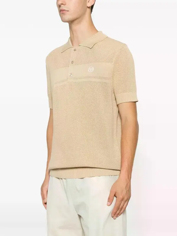 SERGIO TACCHINI Pointelle-knit Logo-embroidered Polo Shirt