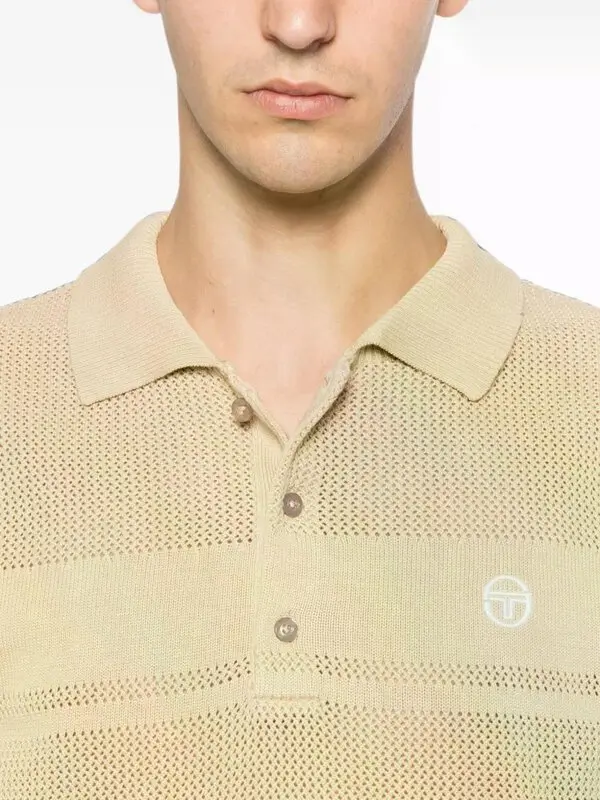 SERGIO TACCHINI Pointelle-knit Logo-embroidered Polo Shirt