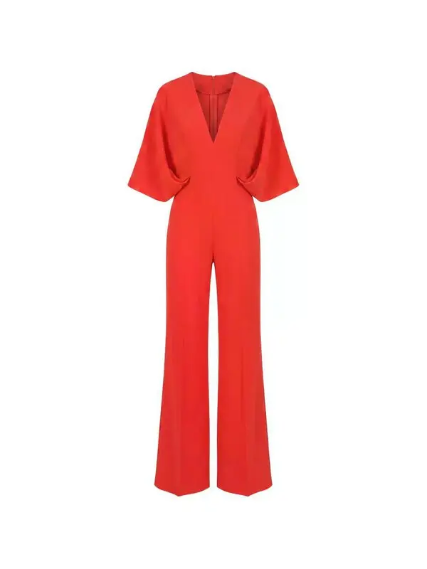 GEMY MAALOUF Coral Crepe Jumpsuit - Red