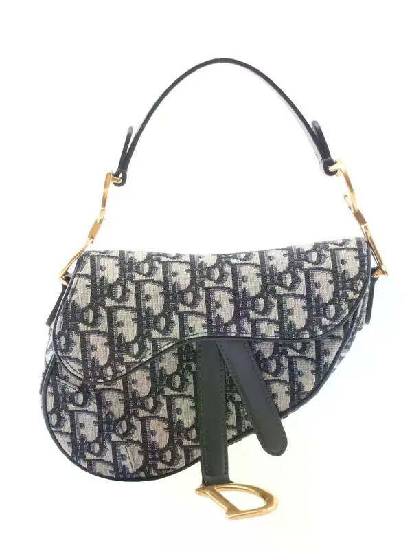 Dior Mini Oblique Canvas Saddle Bag Satchel - Blue