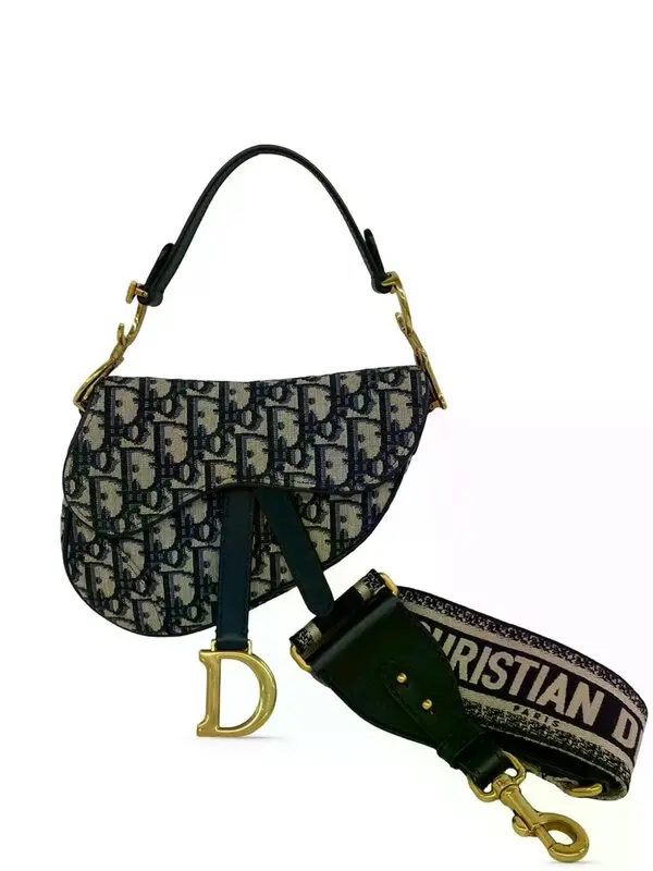 Dior Mini Oblique Canvas Saddle Bag Satchel - Blue