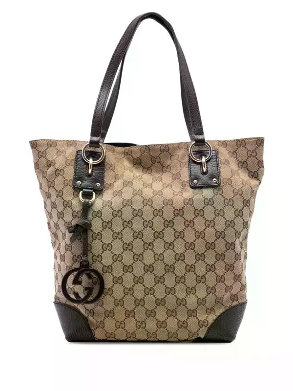 Gucci Gg Canvas Gg Charm Tote Bag - Neutrals
