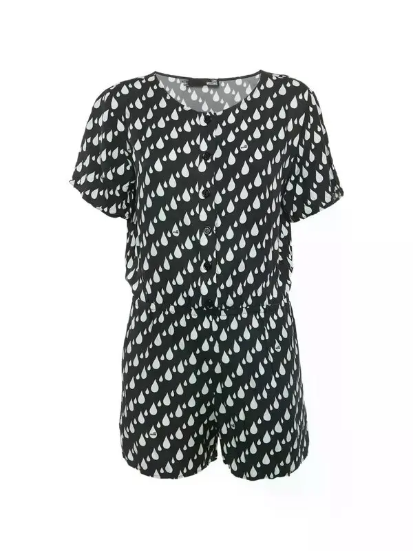 Moschino Drop Print Short-sleeve Playsuit - Black