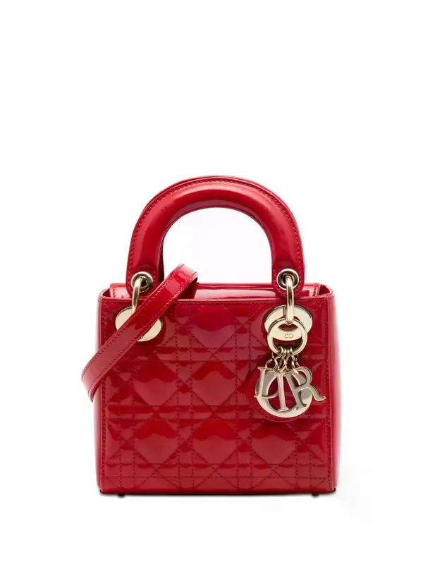 Dior Patent Cannage Lady Satchel - Red