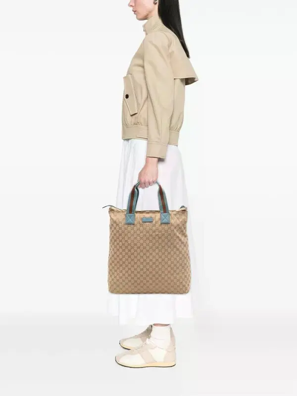 Gucci Gg Canvas Web Vertical Tote Bag
