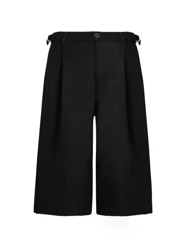 FOUND Pleated Raw-cut Shorts - Black
