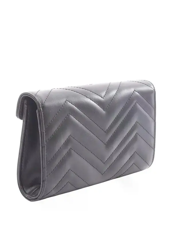 Gucci Gg Marmont Matelassé Leather Wallet On Chain - Black