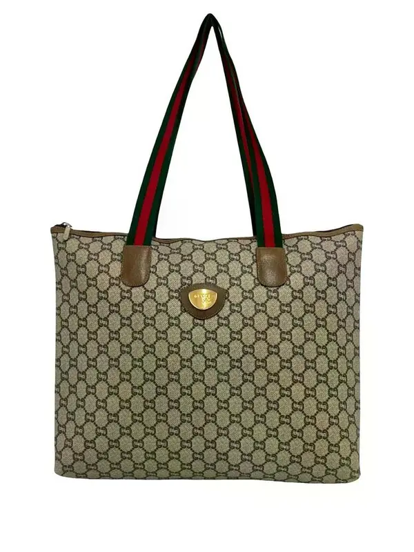 Gucci Gg Supreme Plus Web Tote Bag - Neutrals