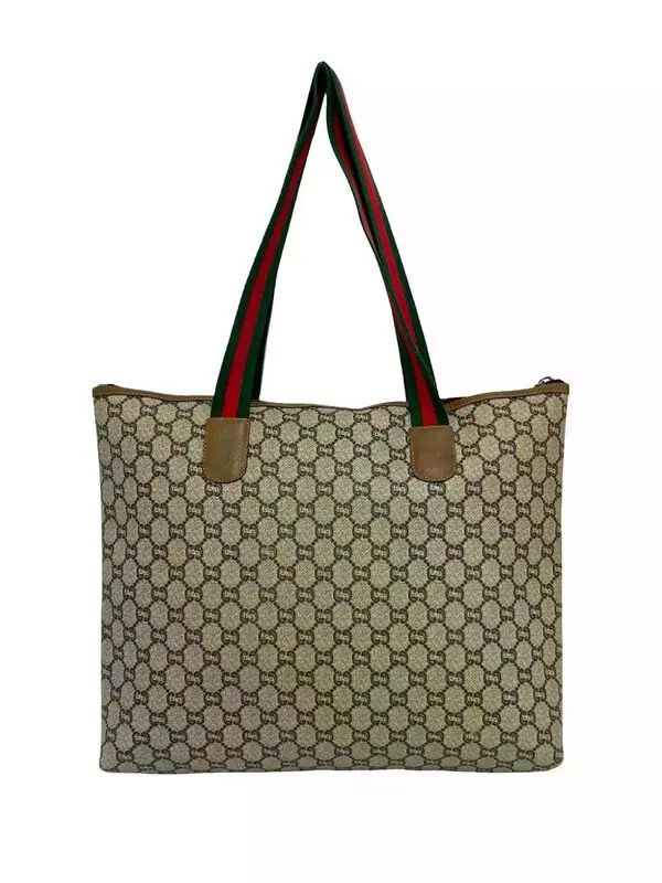 Gucci Gg Supreme Plus Web Tote Bag