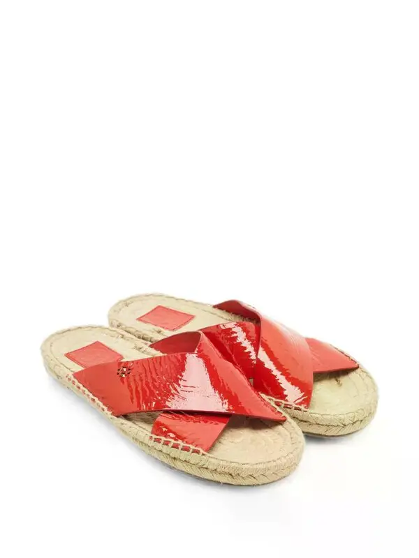 Tory Burch Patent Leather Criss-cross Sandals - Red