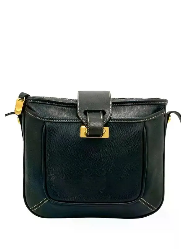 Loewe Leather Anagram Crossbody Bag - Black