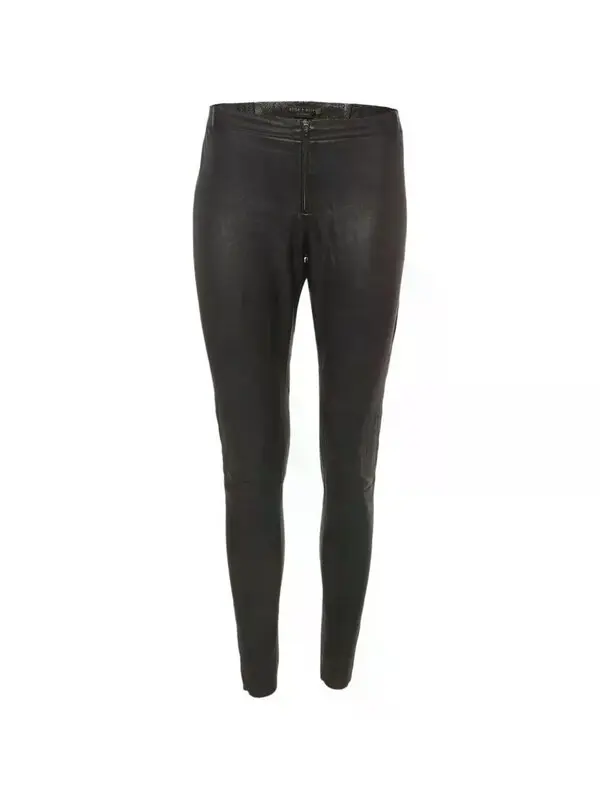 Alice + Olivia Lambskin Skinny Trousers - Black