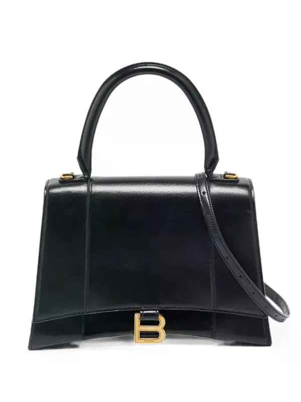 Balenciaga Hourglass Leather Shoulder Bag - Black