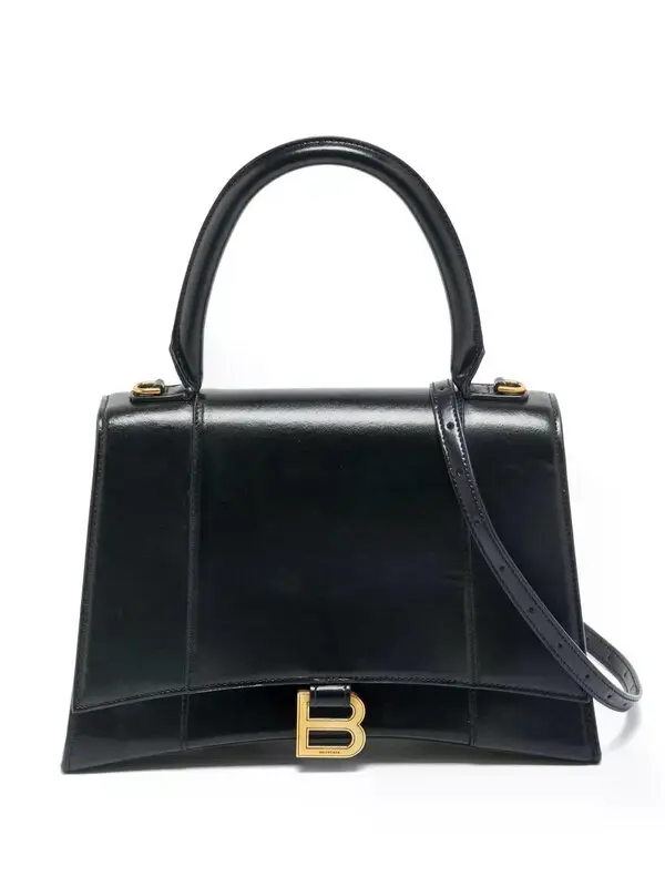 Balenciaga Hourglass Leather Shoulder Bag - Black