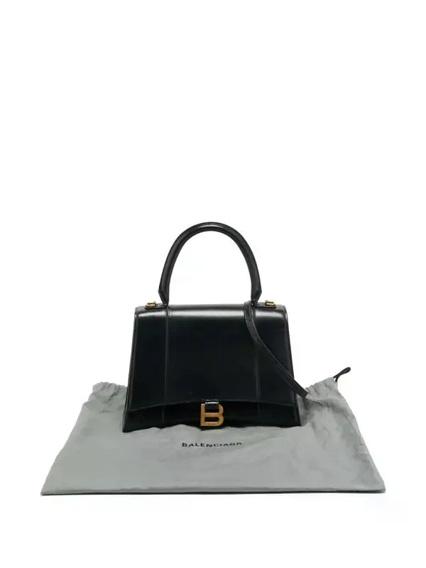 Balenciaga Hourglass Leather Shoulder Bag - Black