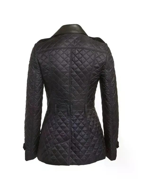 Burberry Quilted Jacket With Leather Trim - Blue