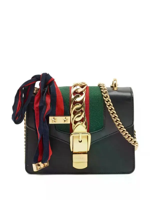 Gucci Mini Sylvie Web Stripe Shoulder Bag - Black