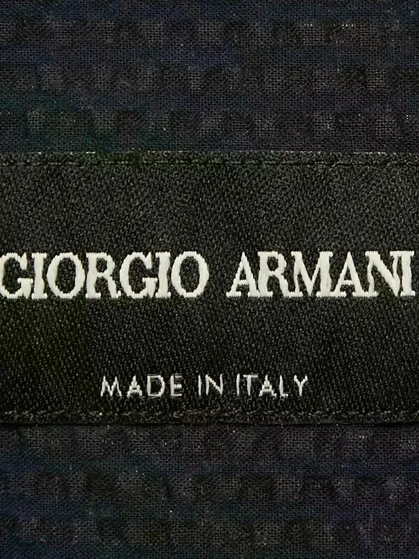 Giorgio Armani Navy Crinkled Cotton Button Front Shirt 4xl