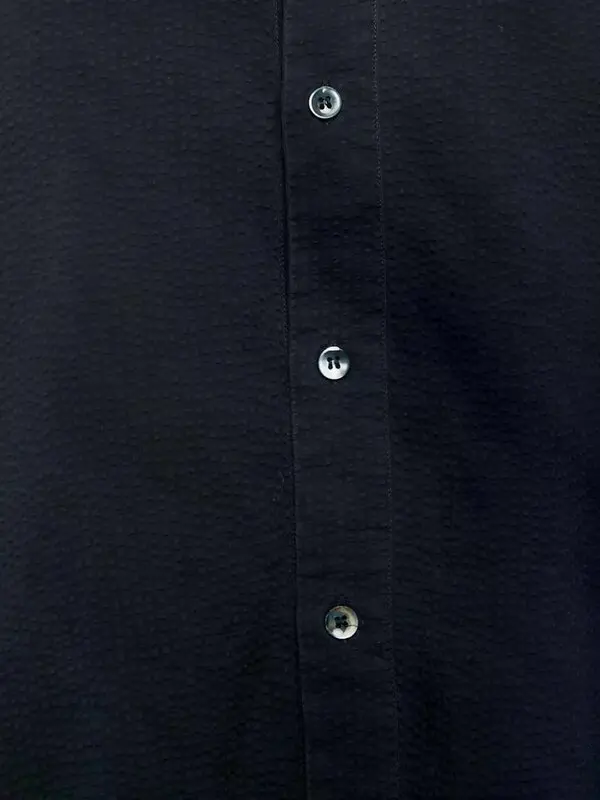 Giorgio Armani Navy Crinkled Cotton Button Front Shirt 4xl