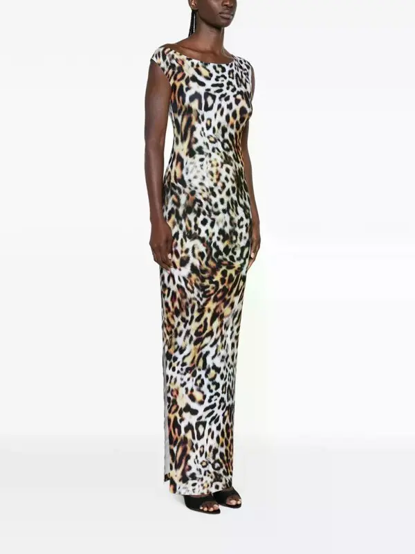 Norma Kamali Sleeveless Animal-print Maxi Dress - Brown