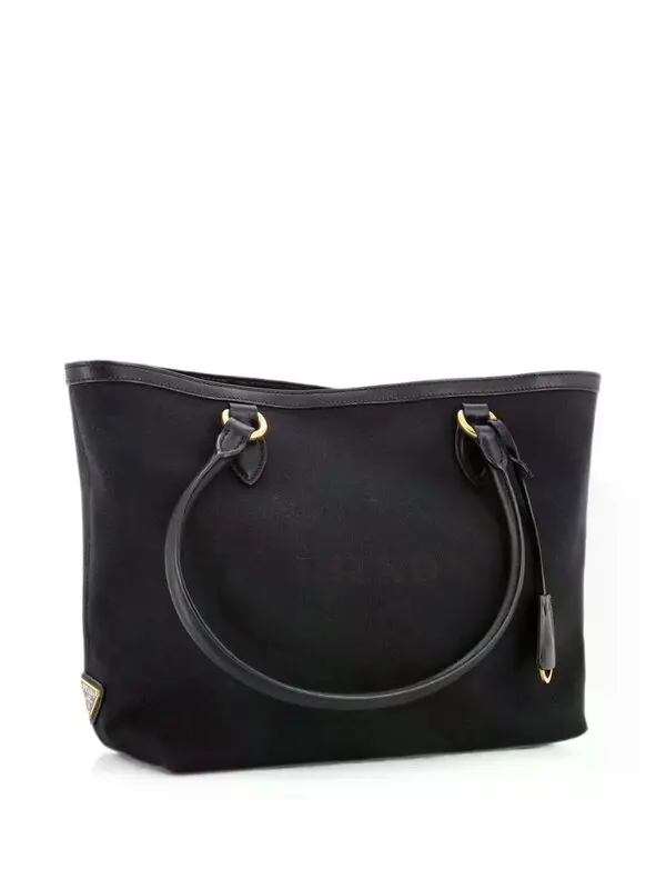 Prada Logo Open Canvas Small Tote Bag