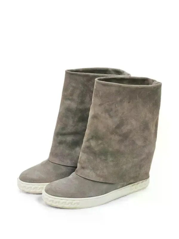 Casadei Suede Wedge Sneakers - Grey