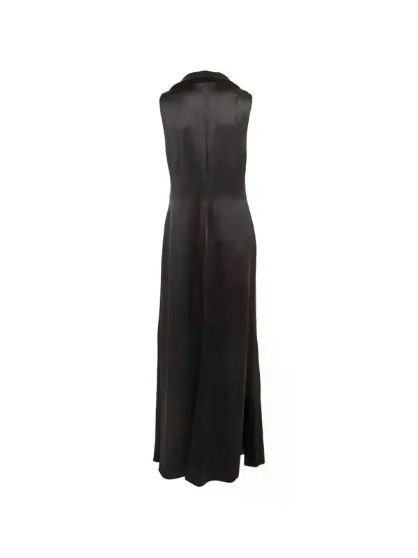 Giorgio Armani Silk V-neck Sleeveless Maxi Dress - Black