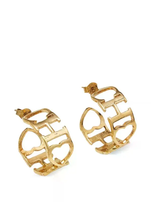 Carolina Herrera Tone Ch Motif Hoop Earrings